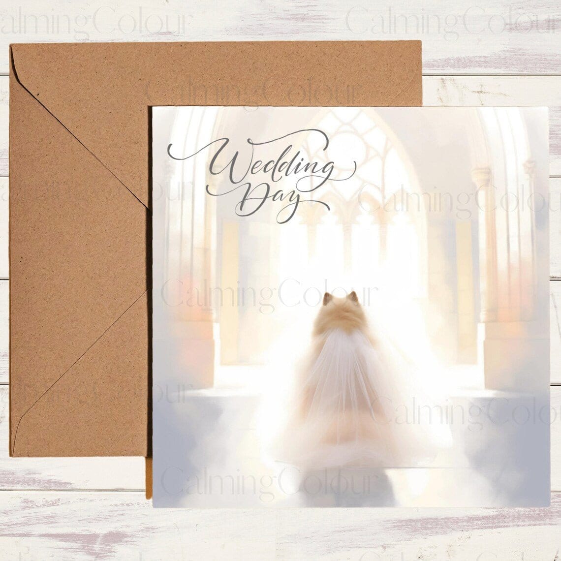 Pomeranian Wedding Card | Dog Wedding Card – Calming Colour